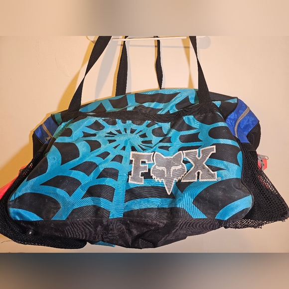 Other | Vintage Fox Motocross Racing Gear Large Red Blue Black Duffle ...